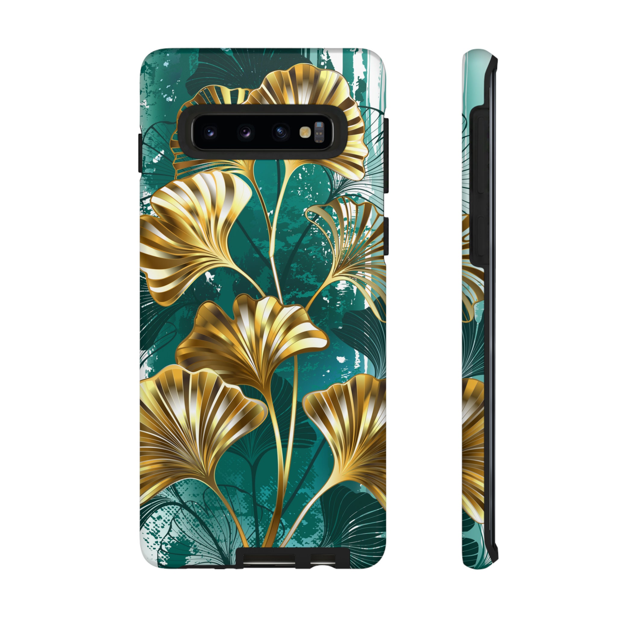 Classy Ginkgo Leaves, Gold Outline Phone Case Elegant Floral Cover for ...