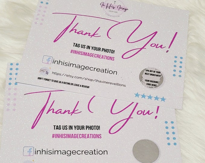 Happy Holidays, Scratch off Custom Logo Thank You Cards, Small Business ...