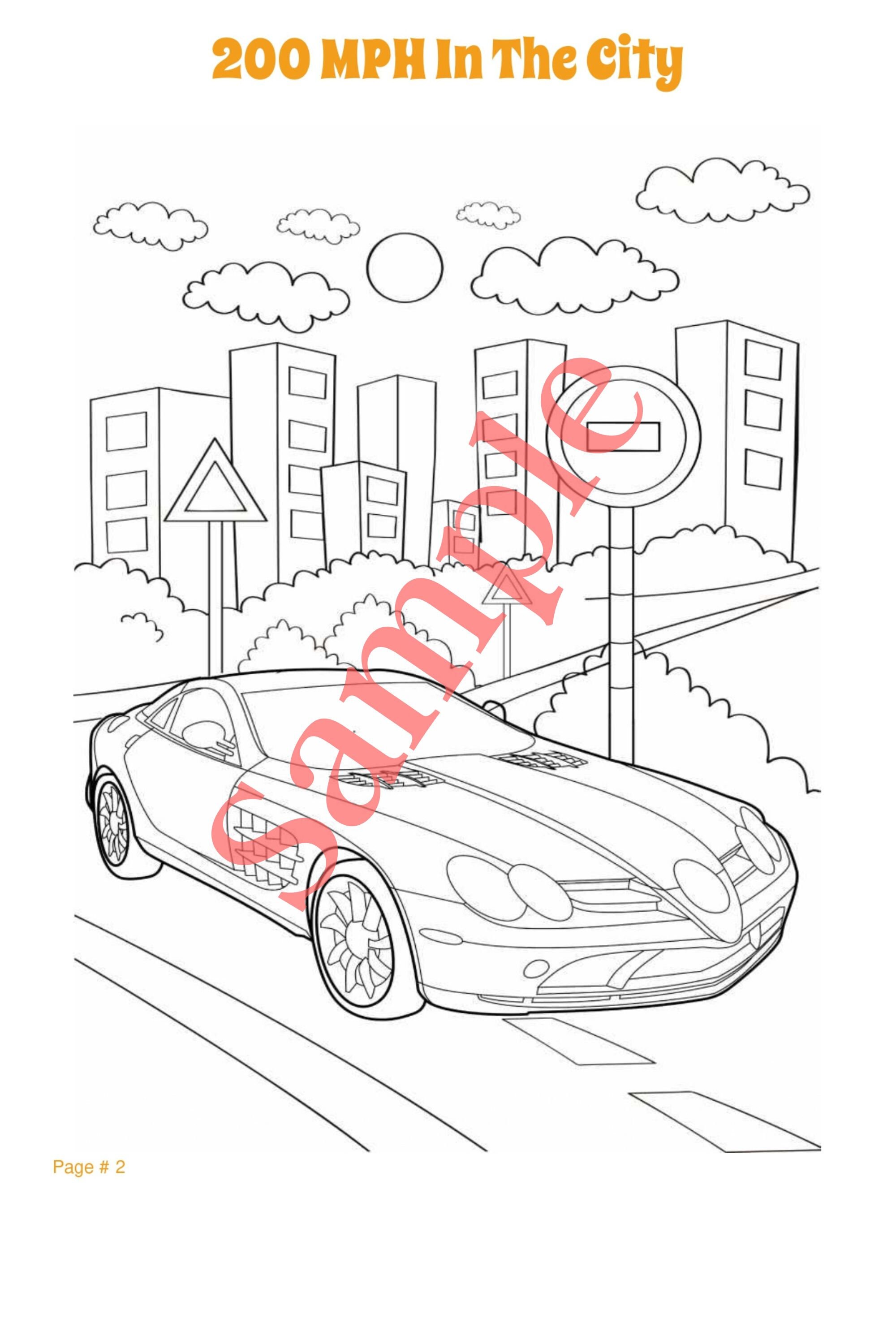 Fast Cars Coloring Pages - Etsy