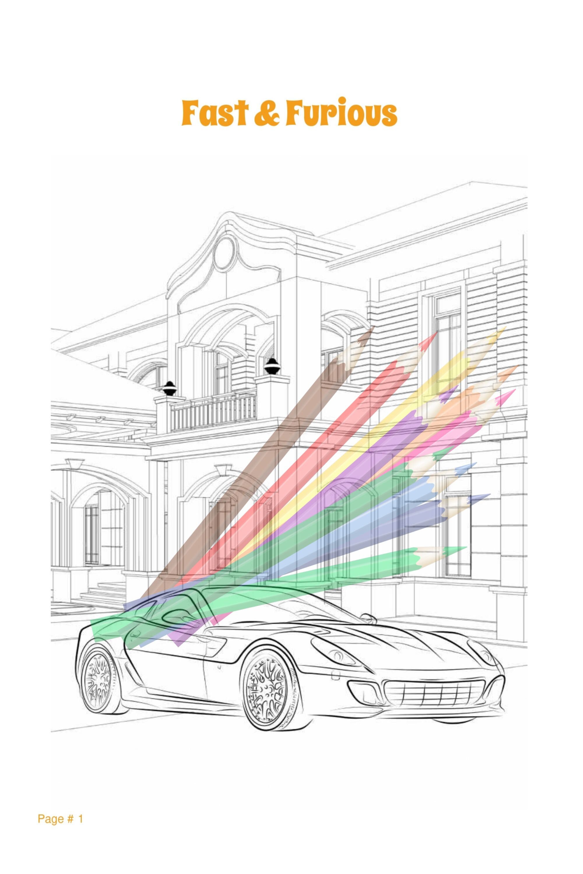 Fast Cars Coloring Pages - Etsy