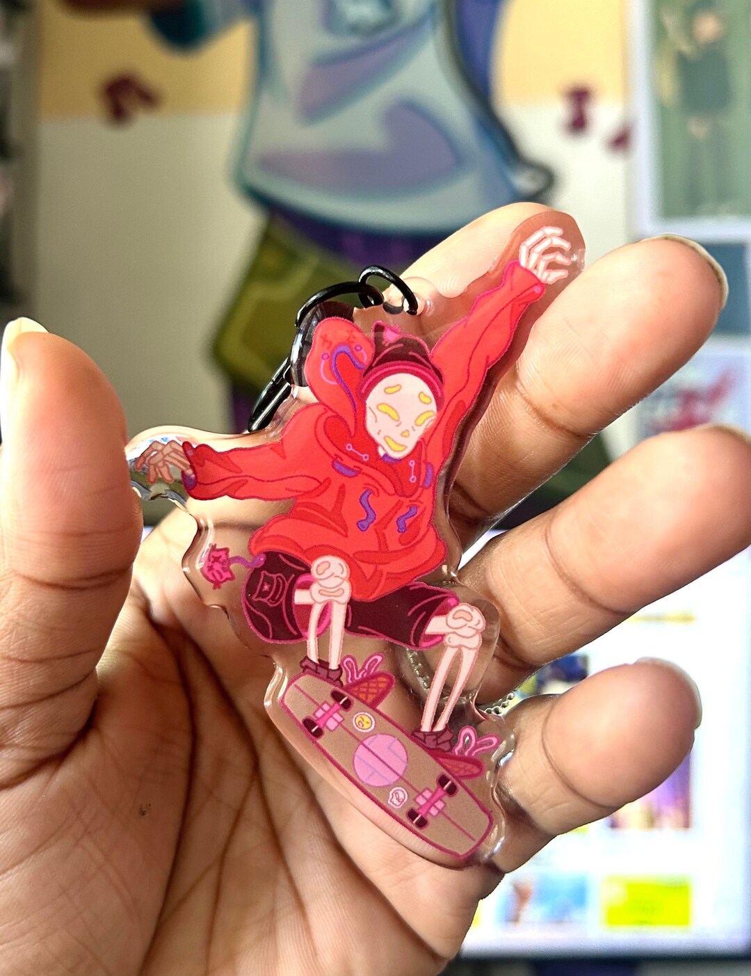 Skaterboy Skelly Keychain, 3.5-inch Keychain,jumbo Keychain,kidcore ...