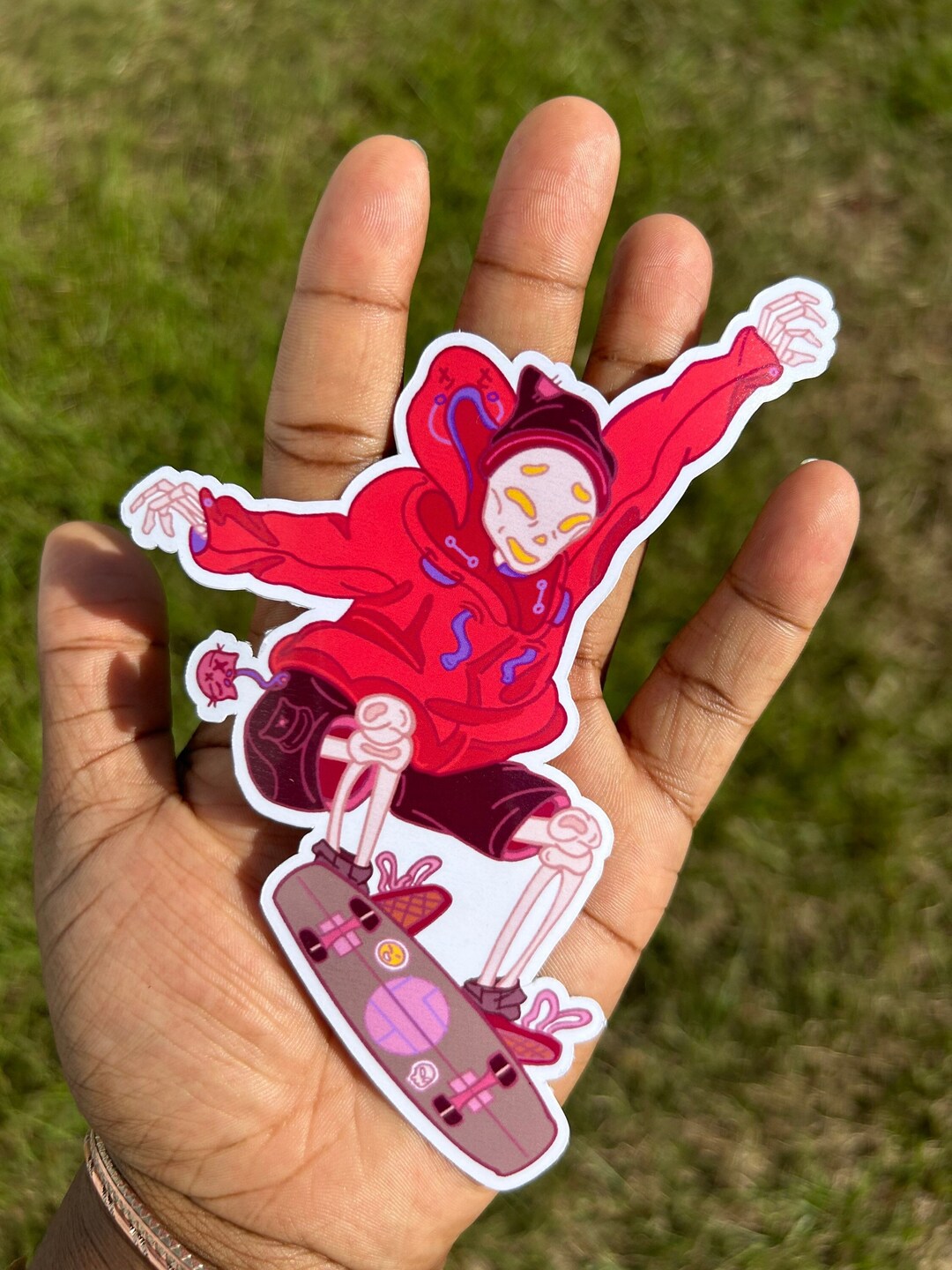 Skaterboy Skelly Sticker, Skateboard Stickers, Skeleton Stickers, Indie ...