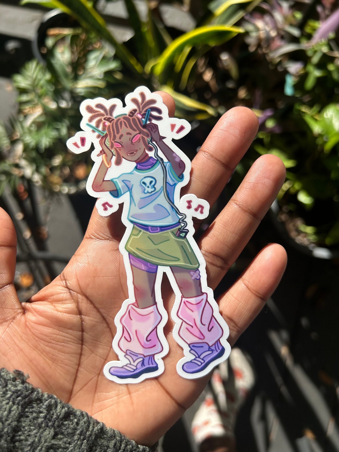 Sad Demon Girl Jam Out Sticker /cute Devil/weirdcore/grunge Stickers ...