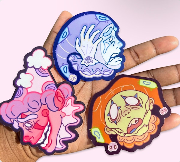 Worm on a String Cursed Sticker No One is Safe Blue Four Sizes ...