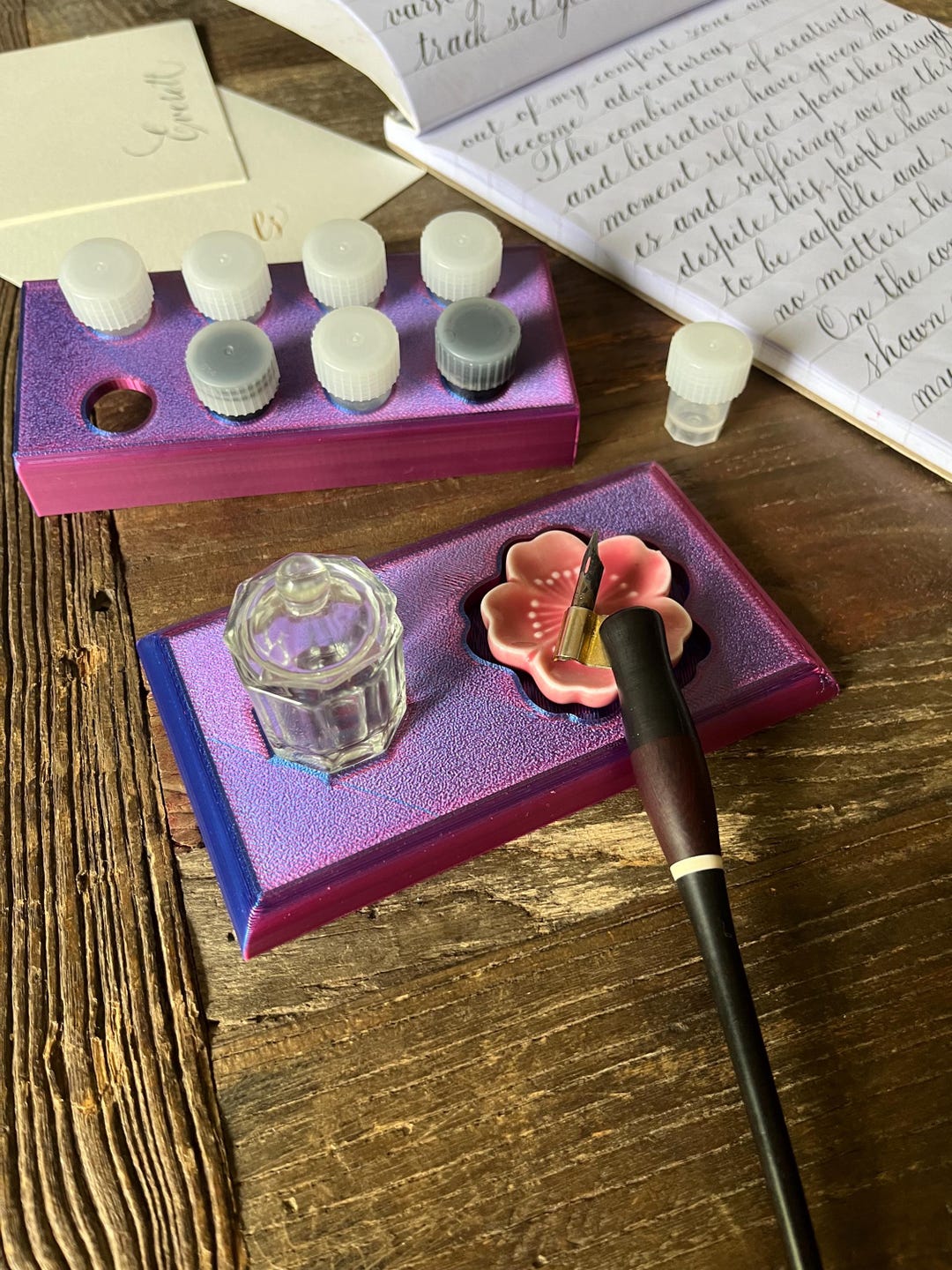 Calligraphy Kit With Dinky Dip Ink Holder, Glass Inkwell, 3d-printed ...