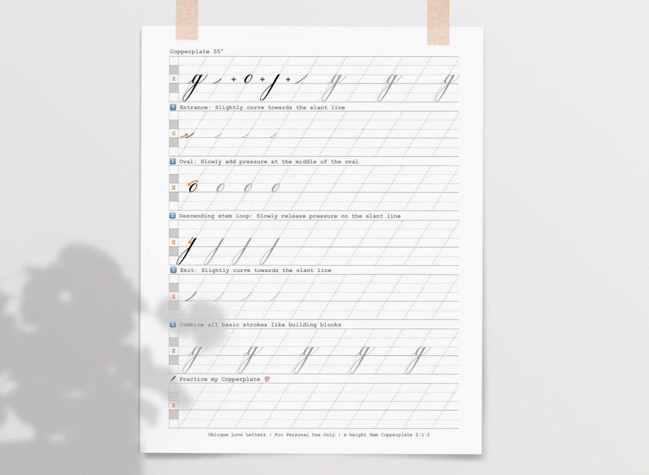 A Set of Copperplate Calligraphy Worksheets for Lowercase and | Etsy