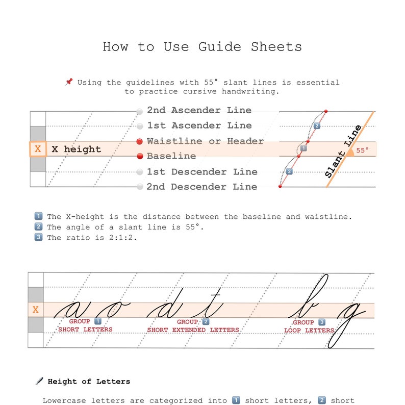 Blank Cursive Handwriting Practice Sheet: Lettering Guide (PDF) - Etsy