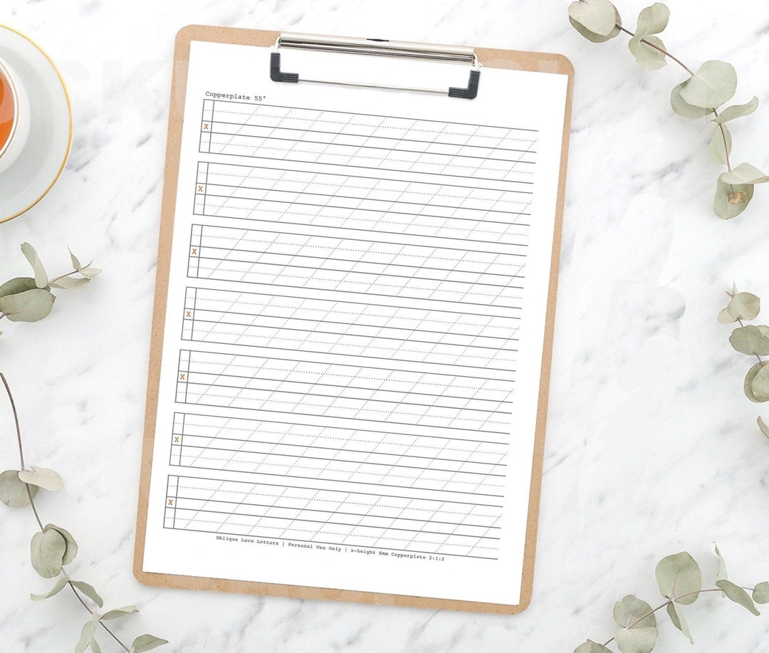 Copperplate Calligraphy Practice Sheets – Blank Slanted Worksheet (PDF ...