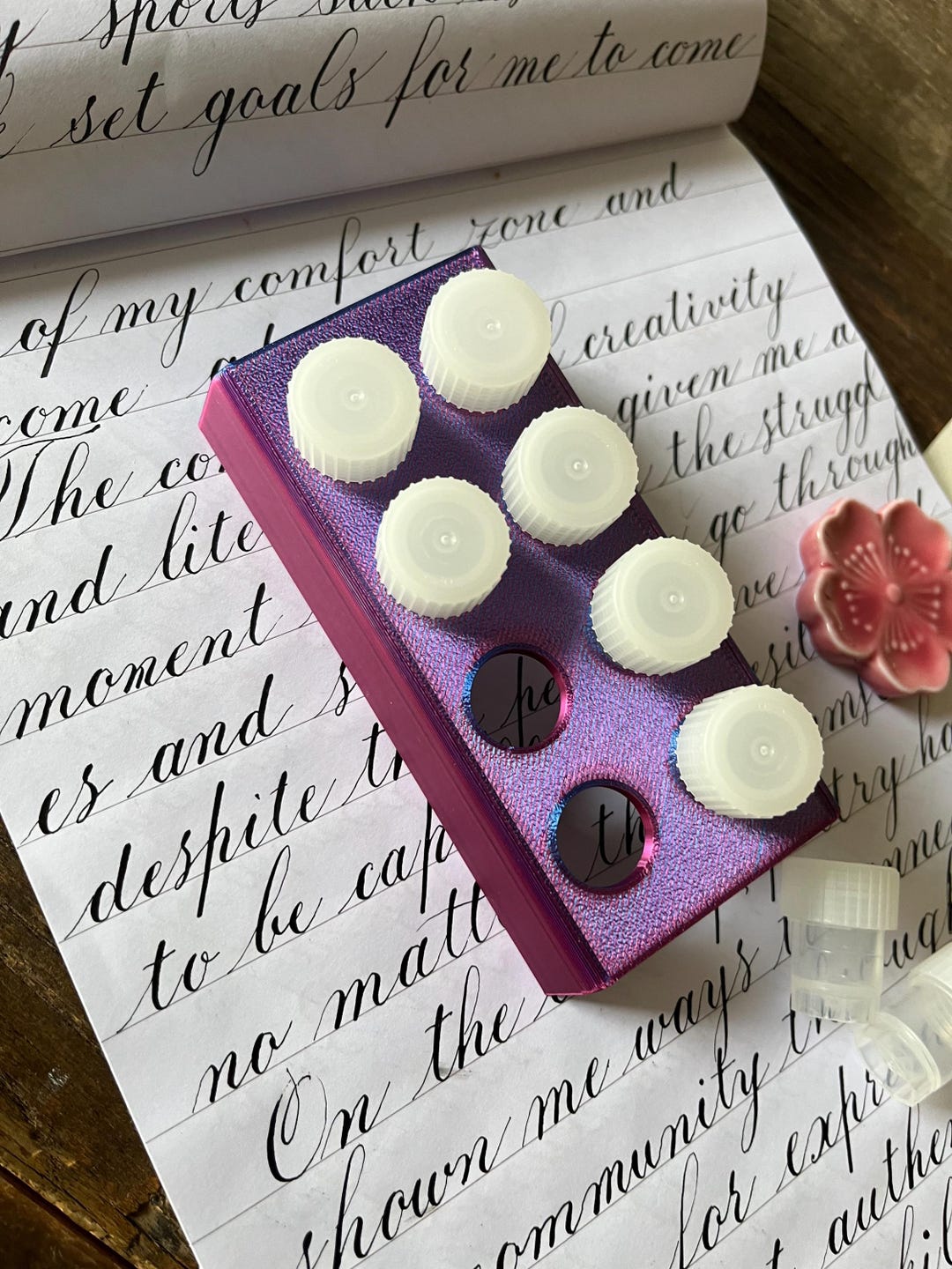 3D Printed Dinky Dip Ink Holder Set With Ceramic Pen Rest & Glass ...