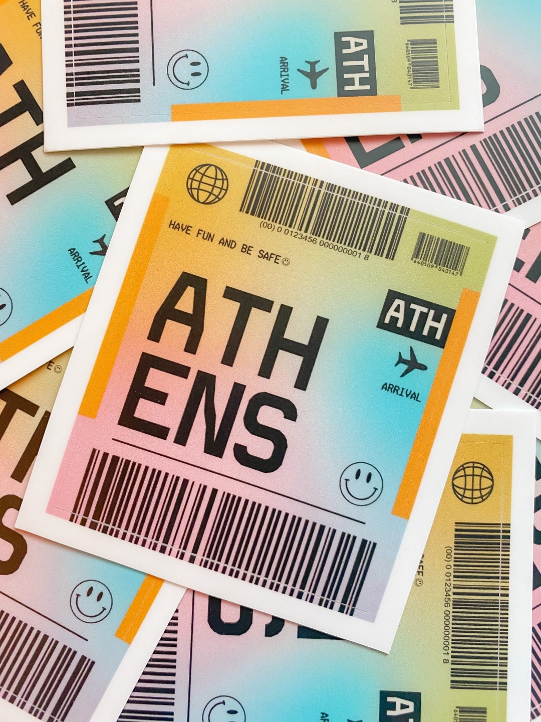 Athens Boarding Pass Sticker - Etsy