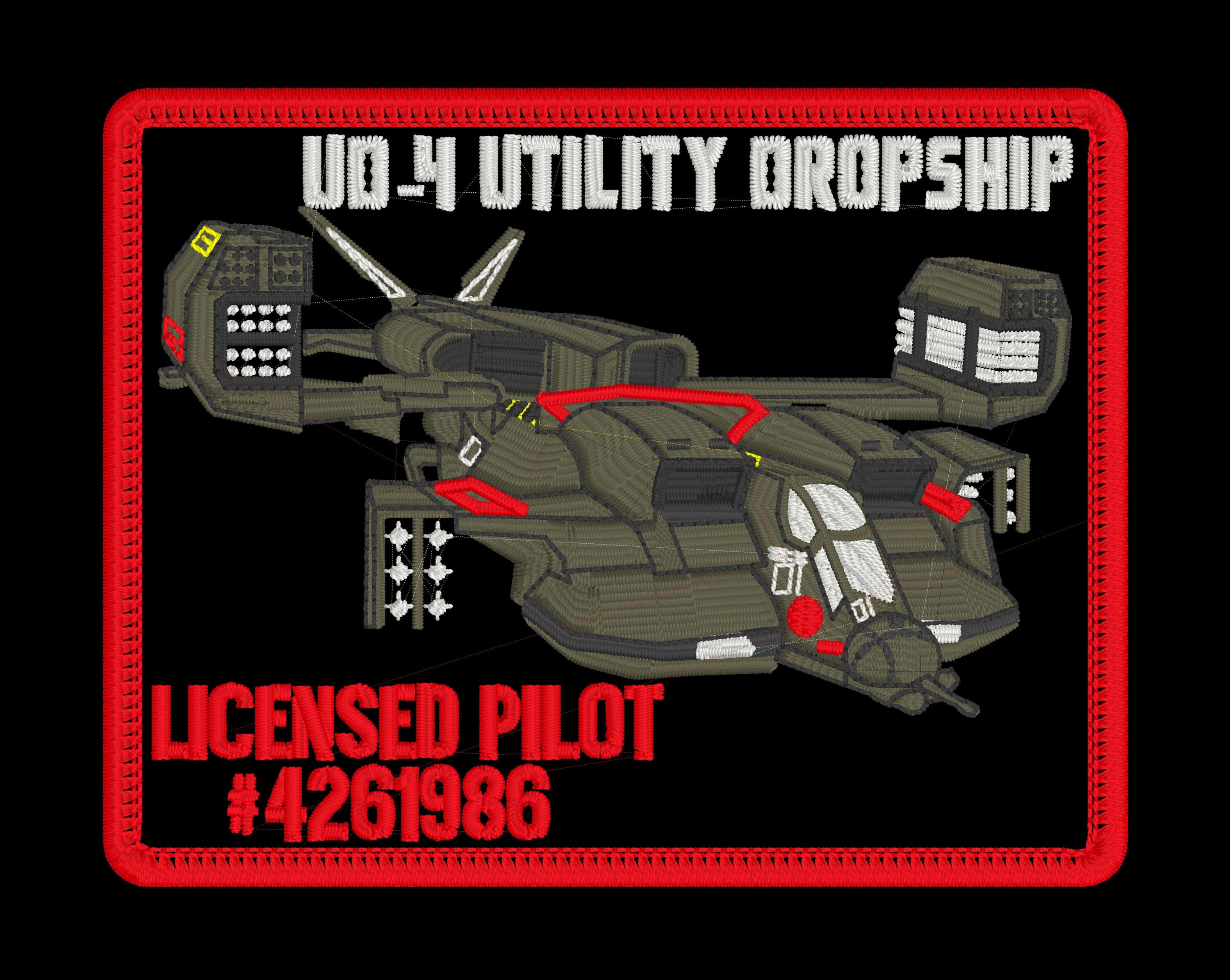 Aliens Dropship Pilot Digital Design For Embroidery Instant Download Etsy