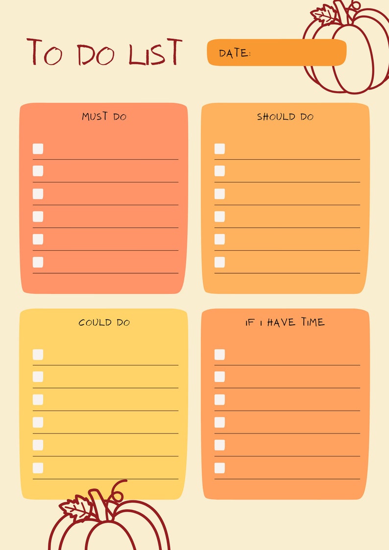 Fall To-do List - Printable Digital Download, Fall Downloadable, Fall ...