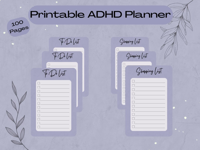 Adult ADHD Printable Planner, Organizer, Includes Daily Affirmations ...