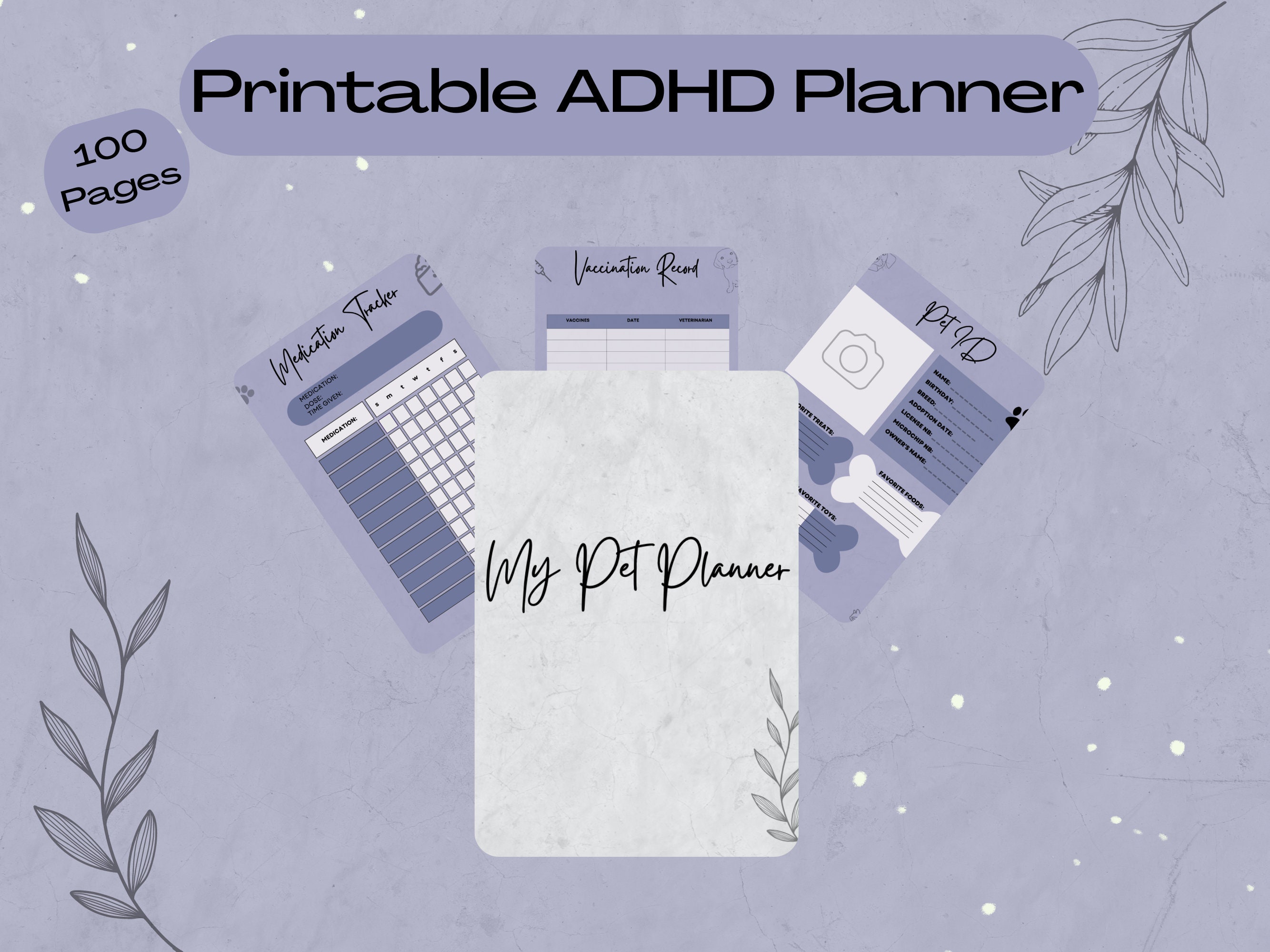 Adult ADHD Printable Planner, Organizer, Includes Daily Affirmations ...