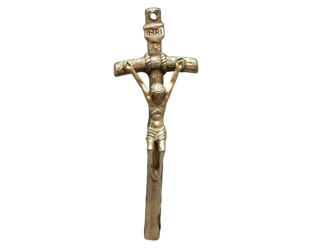 Antique Italian Silver Crucifix Pendant – INRI Christ on Cross ...