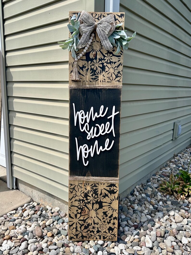 Rustic Floral Home Sweet Home Porch Leaner Decor - Etsy