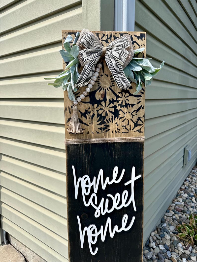 Rustic Floral Home Sweet Home Porch Leaner Decor - Etsy