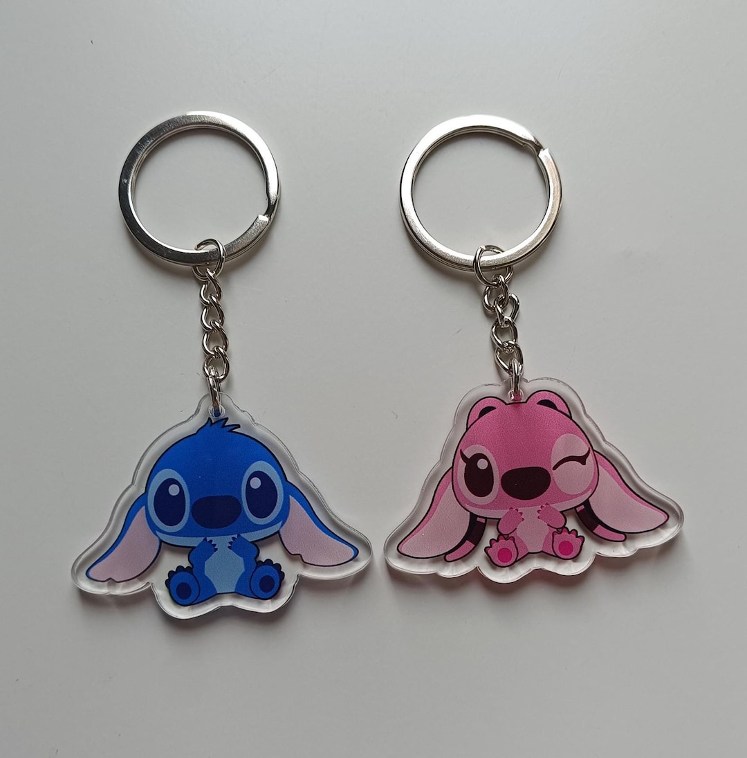 Stitch and Angel Keychain Kawaii Style Disney Pixar Character to Hang ...