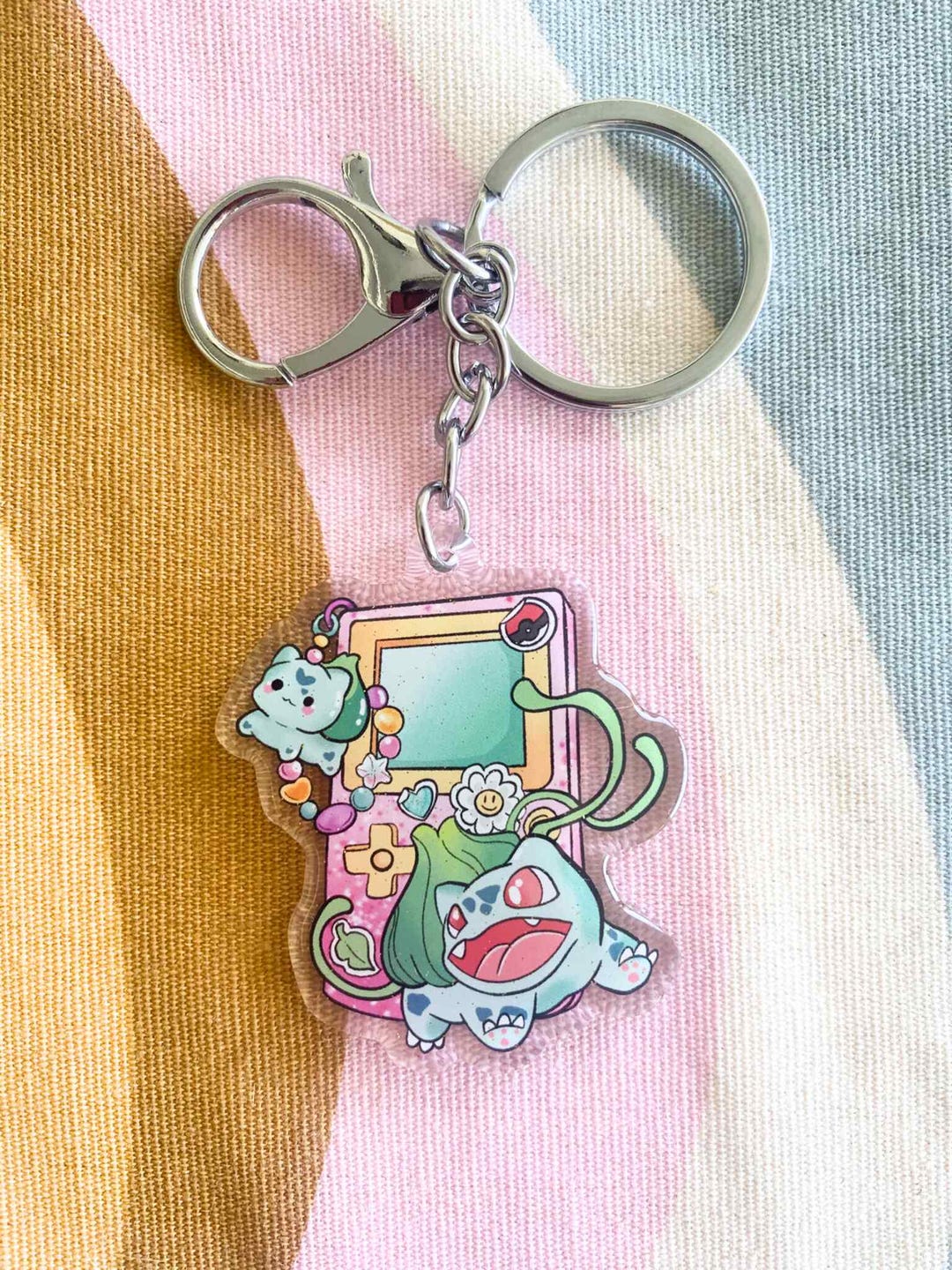 Kawaii Bulbasaur Starter Keychain Inspired by Pokemon With a Pastel ...