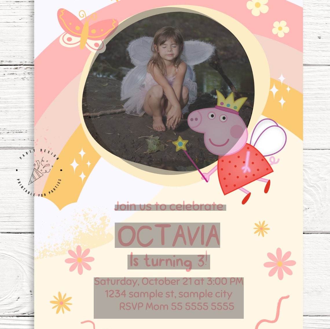 Peppa Pig Invitation, Peppa Pig Birthday Invitation, Peppa Pig Party ...