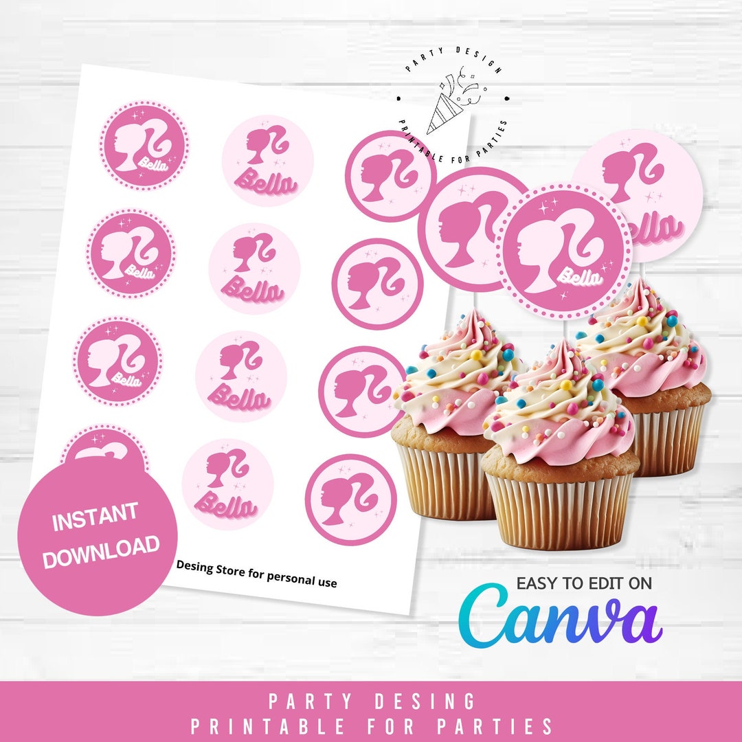 Doll Party Cupcake Toppers, Doll Birthday Party, Doll Cupcake Toppers ...