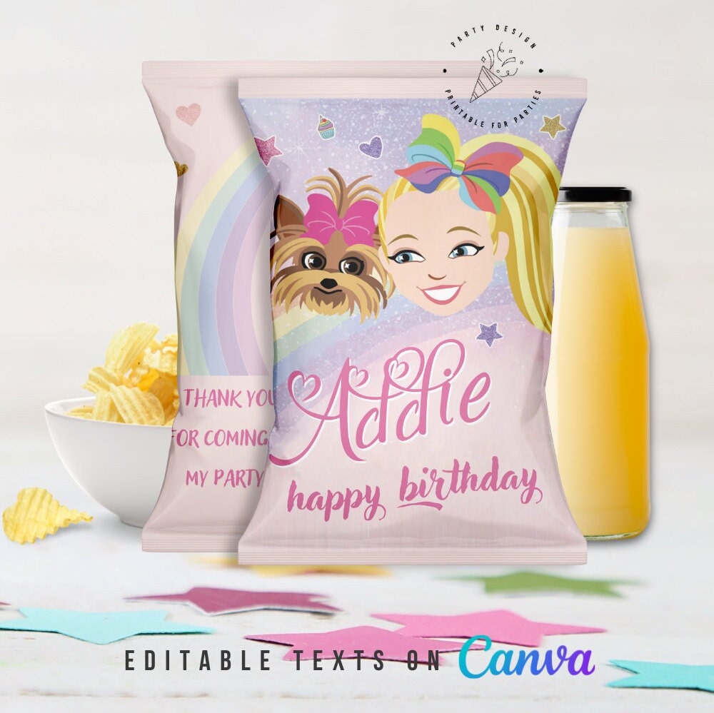 Jojo Siw Chip Bag Girl Chip Bag Party Birthday Girl Party - Etsy