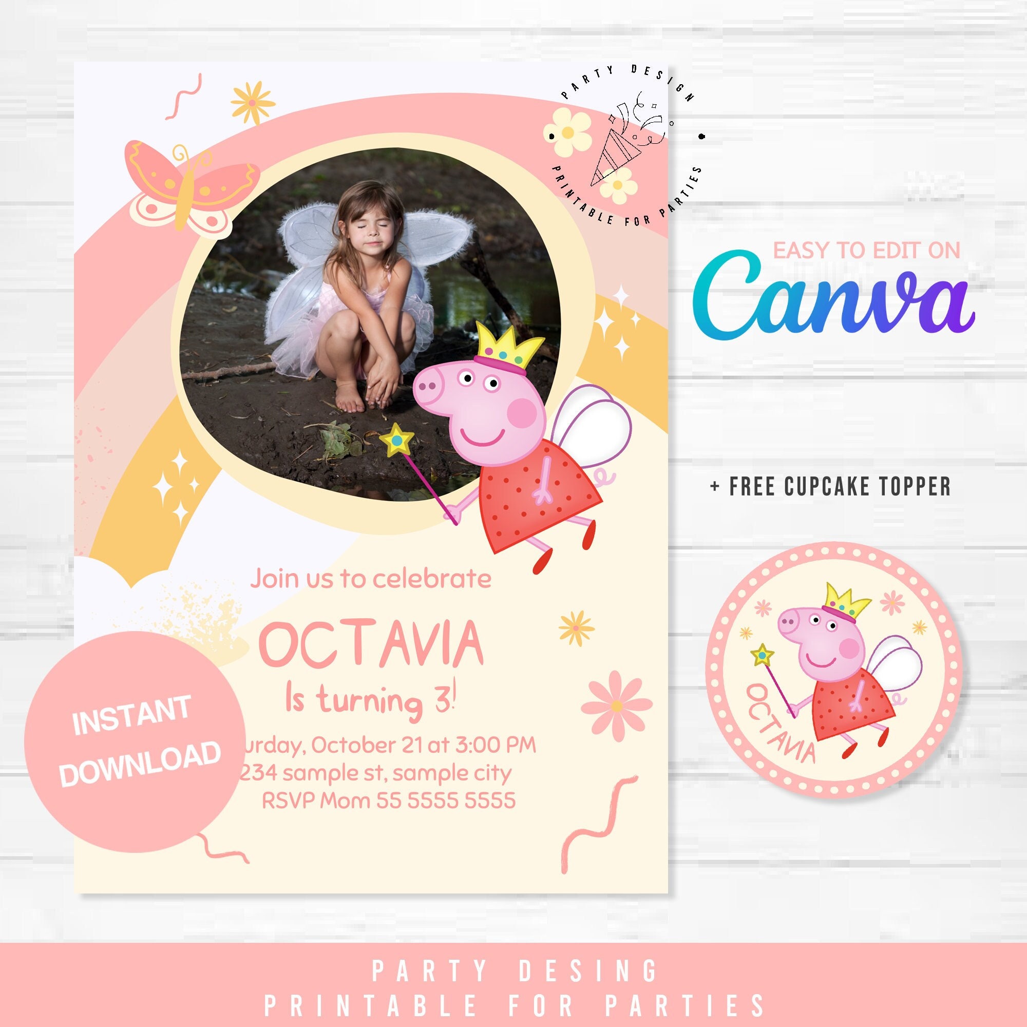 Peppa Pig Invitation, Peppa Pig Birthday Invitation, Peppa Pig Party ...