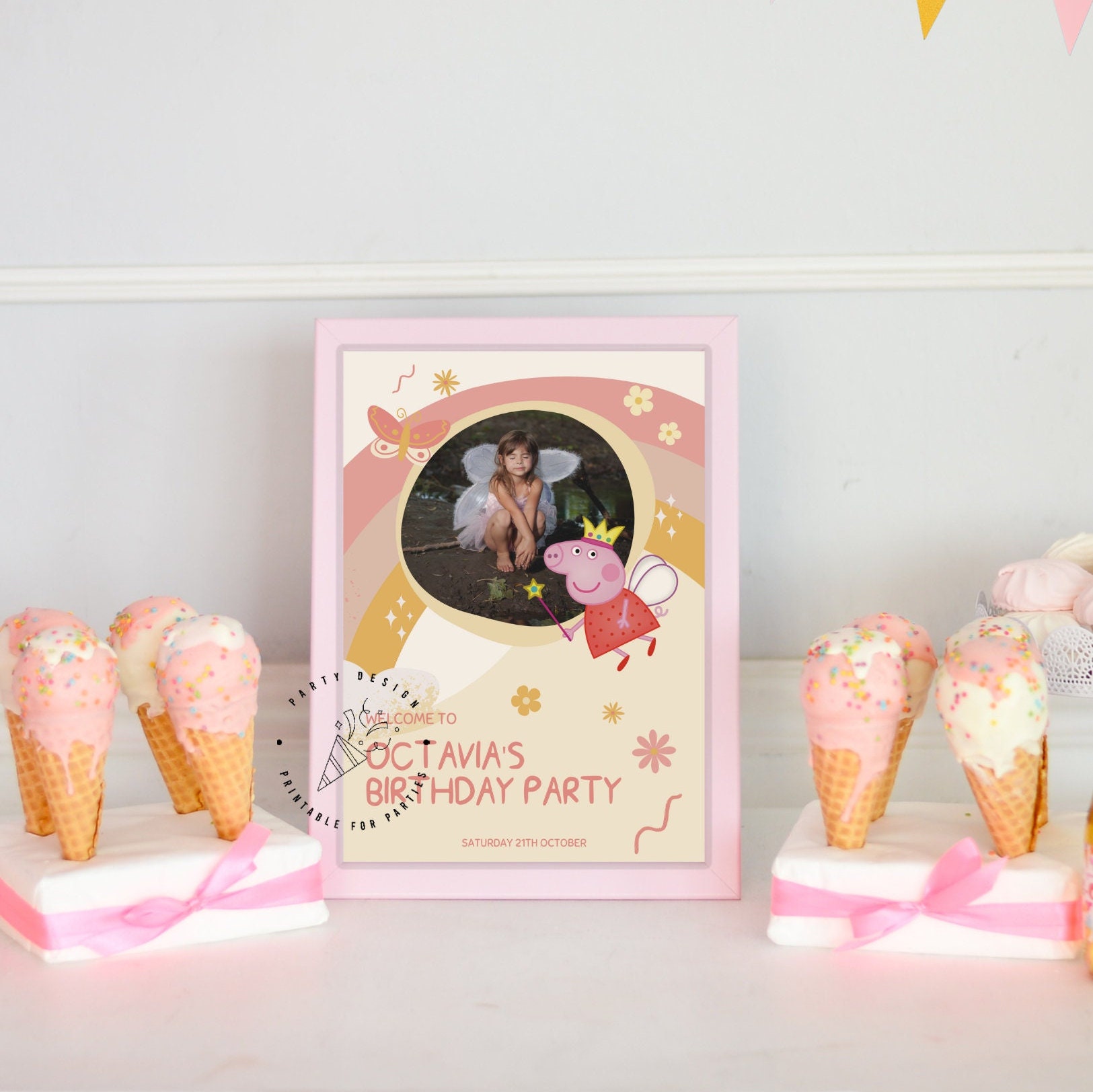 Fairy Peppa Pig Welcome Poster Party, Editable Peppa Pig Birthday ...