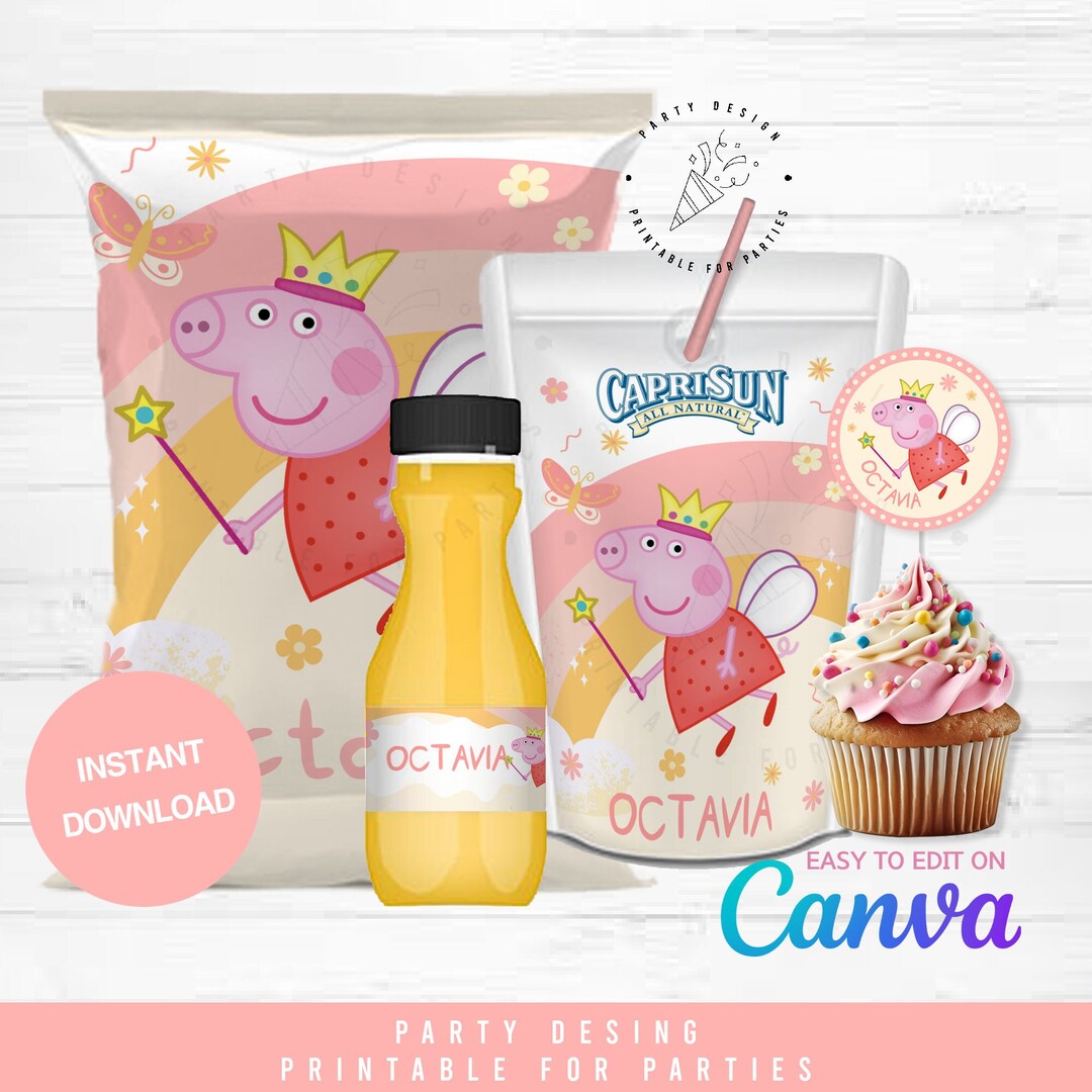 Peppa Pig Chip Bag, Peppa Pig Caprisun, Peppa Pig Water Label, Peppa ...