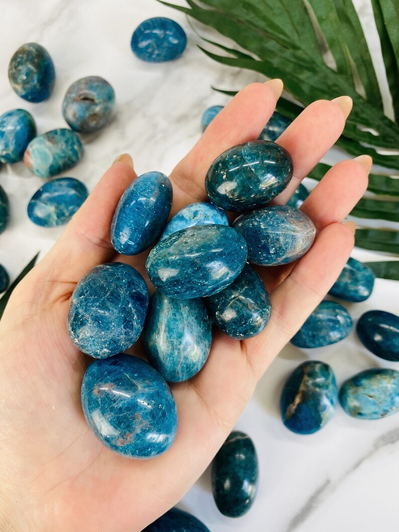 Blue Apatite Tumbled Stones//genuine Blue Apatite//crystal for - Etsy