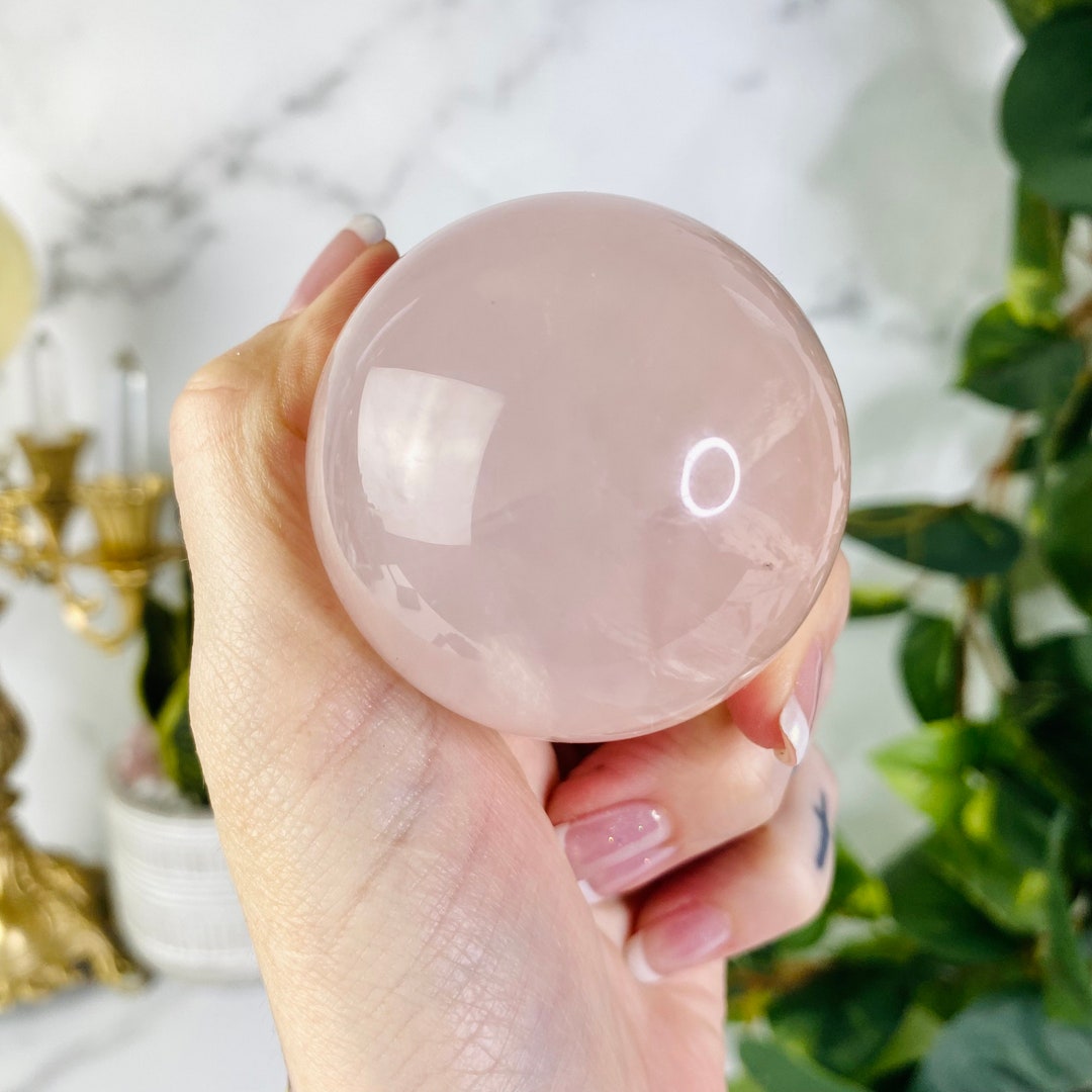 Gemmy Star Rose Quartz Crystal Sphere, Real Crystal Ball, Genuine Rose ...