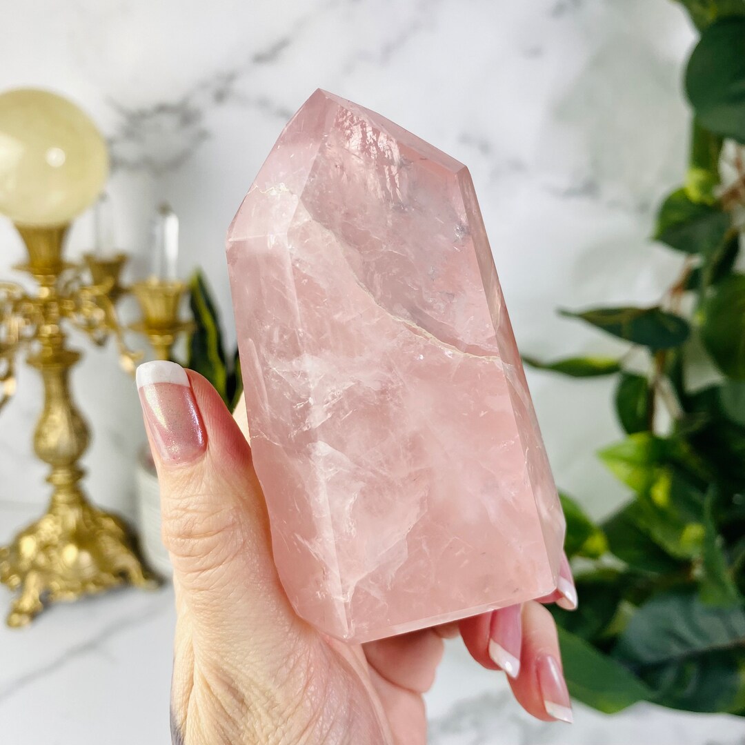 Gemmy Star Rose Quartz Tower, Genuine Rose Quartz, Small Crystal Tower ...