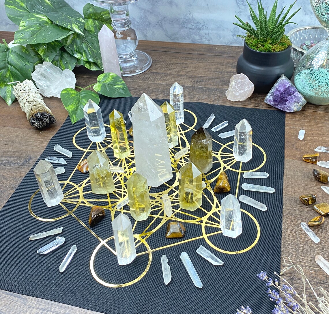 Crystal Grid Cloths Metallic Crystal Grid Pattern Black - Etsy