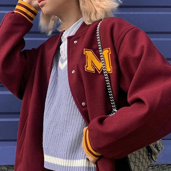 Burgundy Bomber Jacket - Etsy
