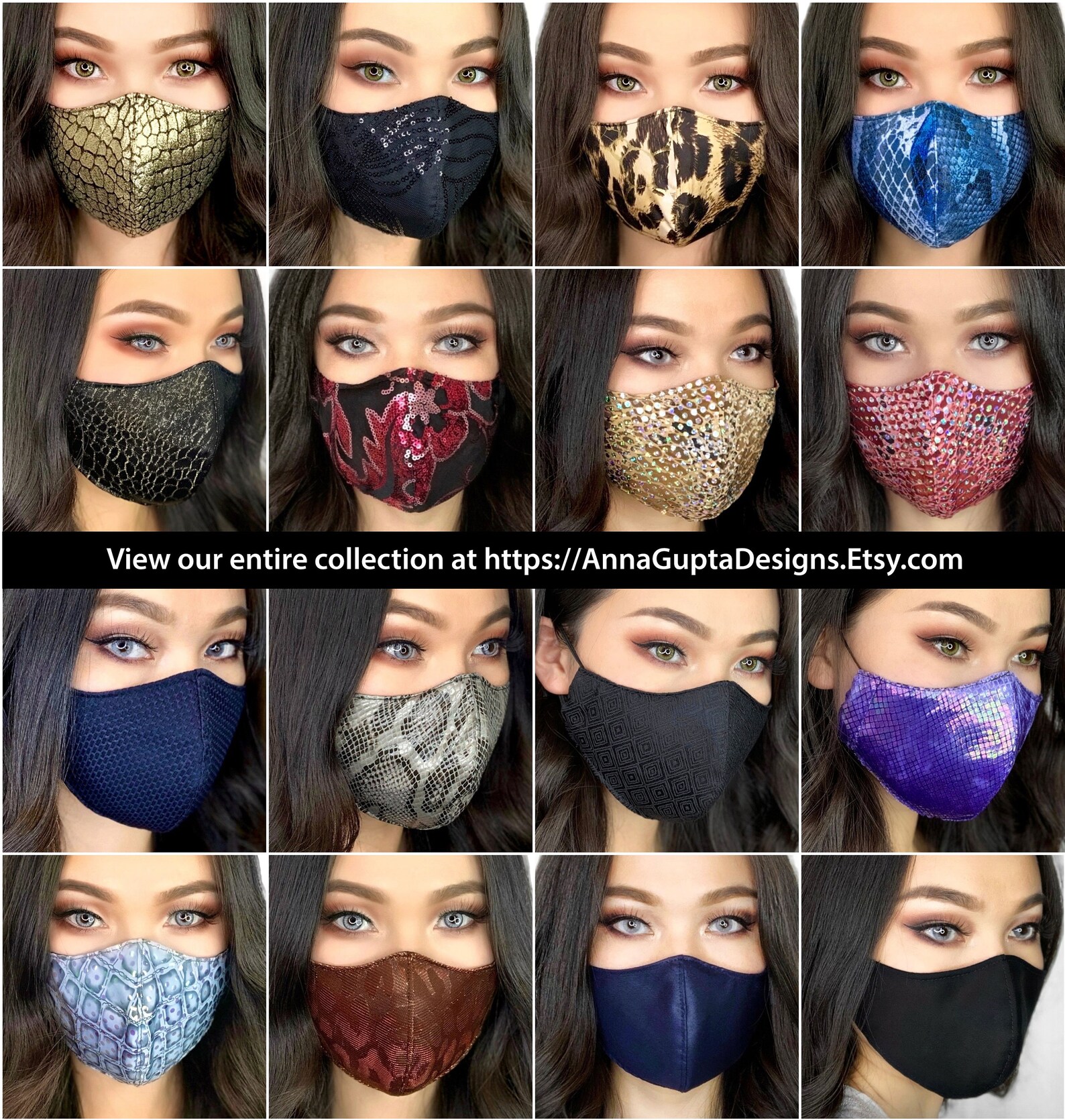 Ultimate Luxury Black & Gold Lace Designer Face Mask With Filter Pocket ...
