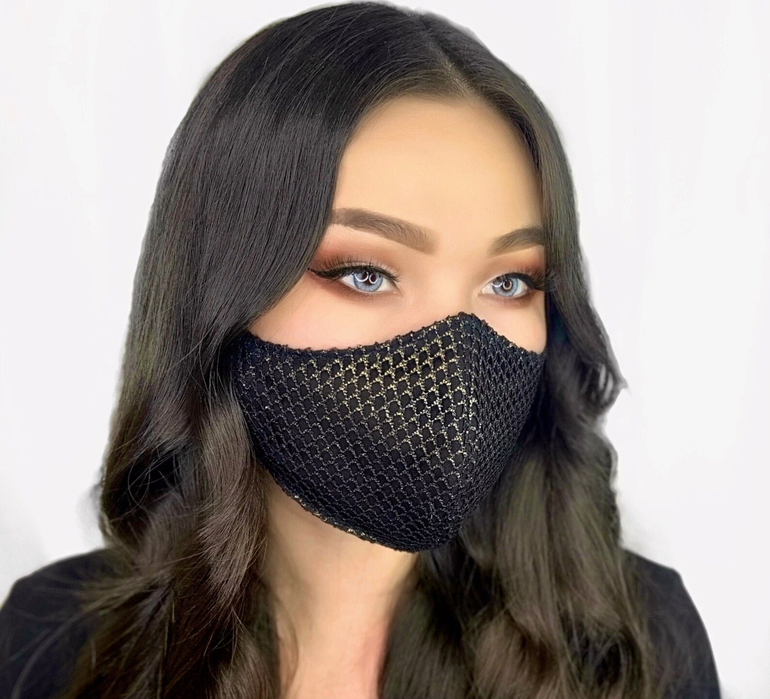Ultimate Luxury Black & Gold Lace Designer Face Mask With Filter Pocket ...