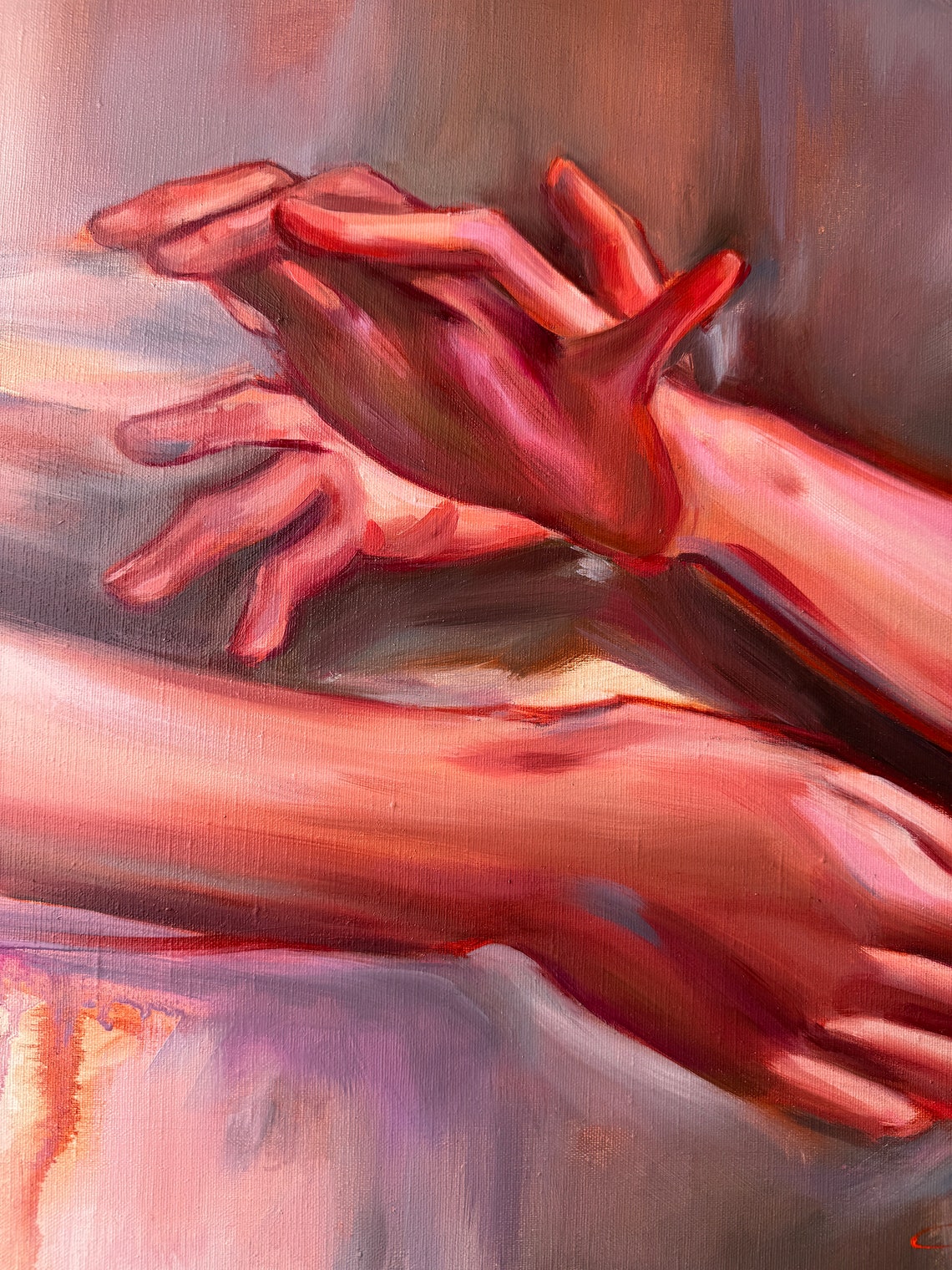 Unity in Love - Abstract Oil Painting, Hands, Home Decor, Gift - Etsy