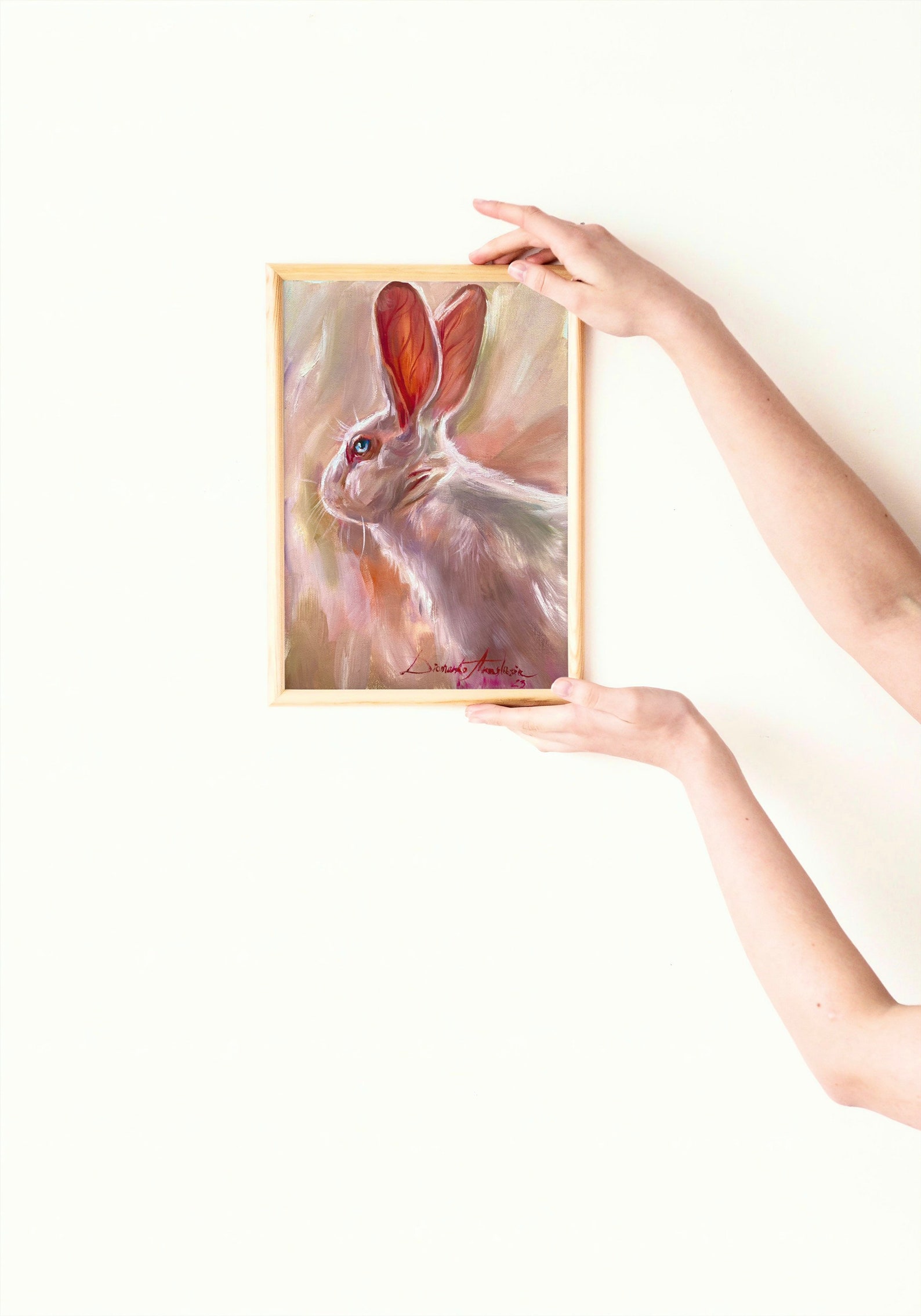 Charming Fluffy Bunny Oil Painting in Realistic Style for - Etsy