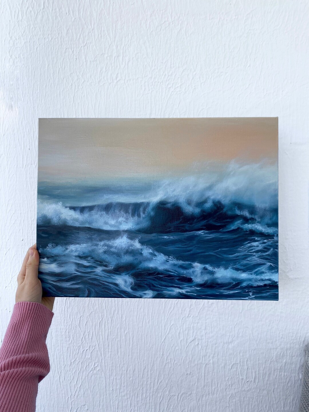 Original Wave Oil Painting, Seascape Art for Your Home 12x16 Inch ...