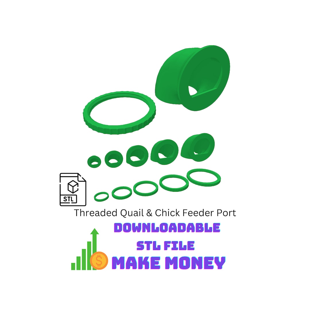 Quail Bird and Chick Threaded Feeder Ports | STL File With Commercial Licensing | 1" 1.5" 2" 2.5 ...
