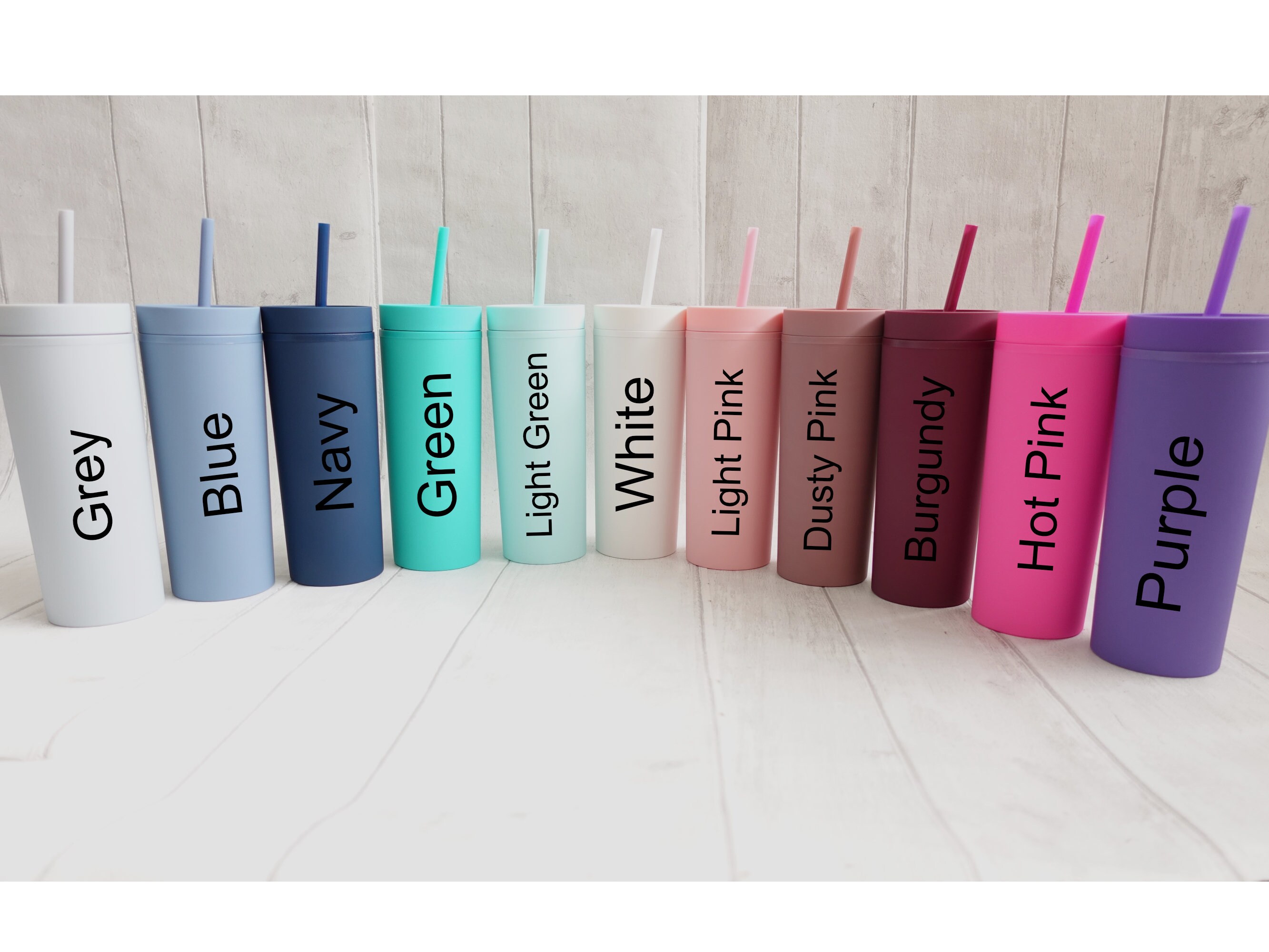 Personalised Matt Skinny Tumbler With Straw Travel Cup With - Etsy ...