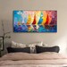 Original Textured Sailing Boat Painting on Canvas, 3D Abstract Seascape ...