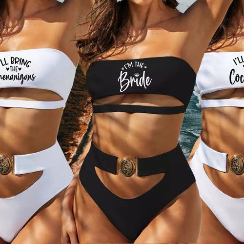Bride One Piece Swimsuit Custom Bachelorette Party Swimsuit Etsy