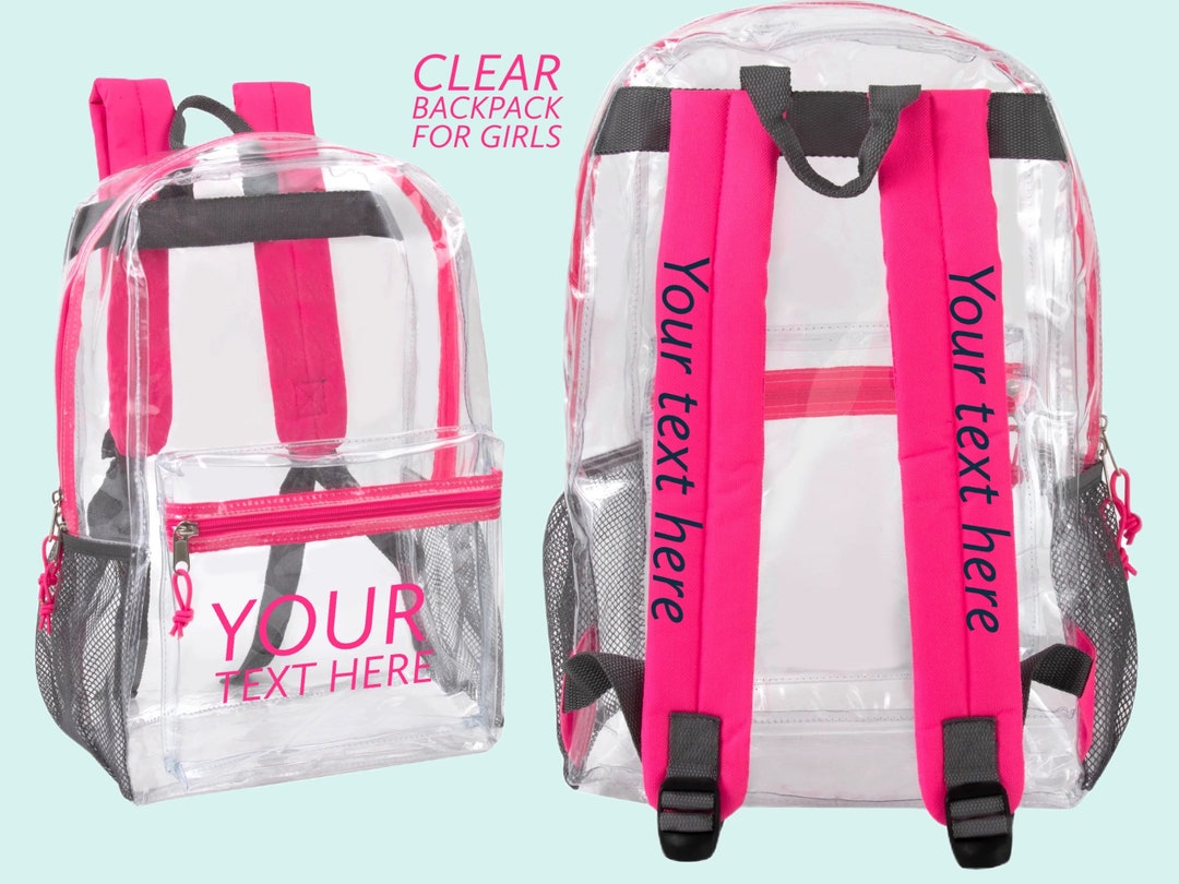 Custom Clear Back Pack for Girls, Clear Bag for Stadium, Laptop Bag ...