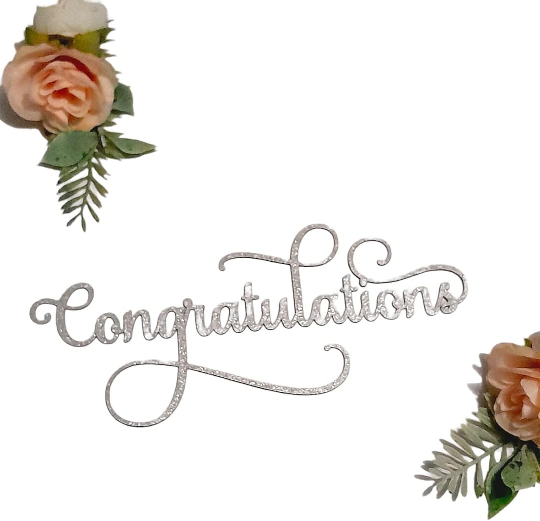 Congratulations Glitter Cake Topper, Wedding Cake Topper Decoration ...