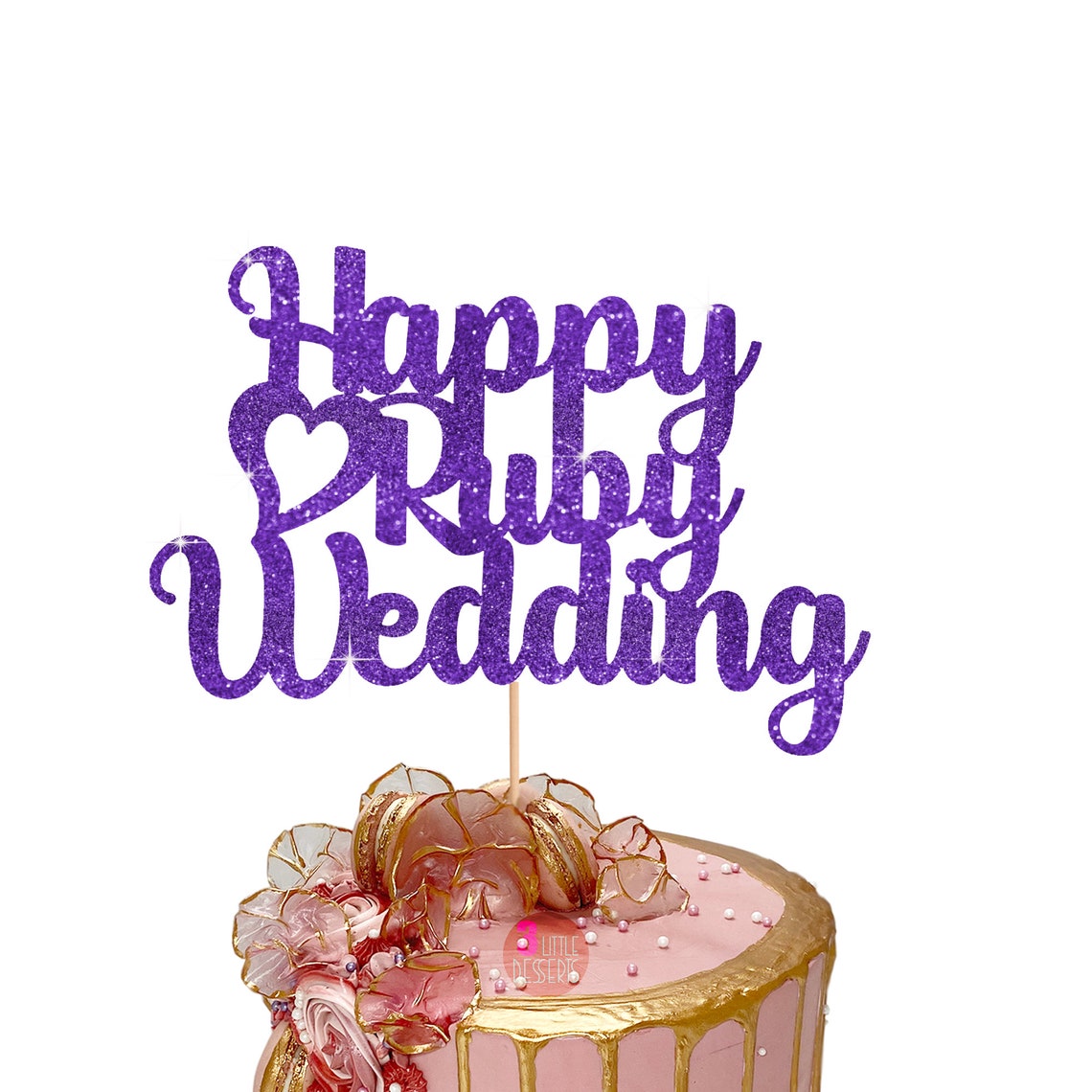 Happy Ruby Wedding Cake Topper Anniversary Cake Topper Cake - Etsy UK