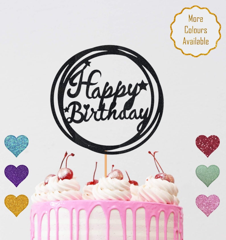Happy Birthday Circle Cake Topper Birthday Cake Celebration - Etsy UK