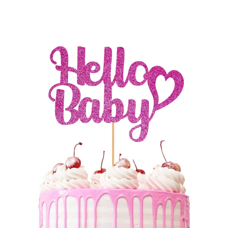HELLO BABY Cake Topper Glitter Cardstock Party Favour Party - Etsy