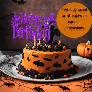 Happy Birthday Cake Topper - Halloween Cake Topper - Halloween-themed ...