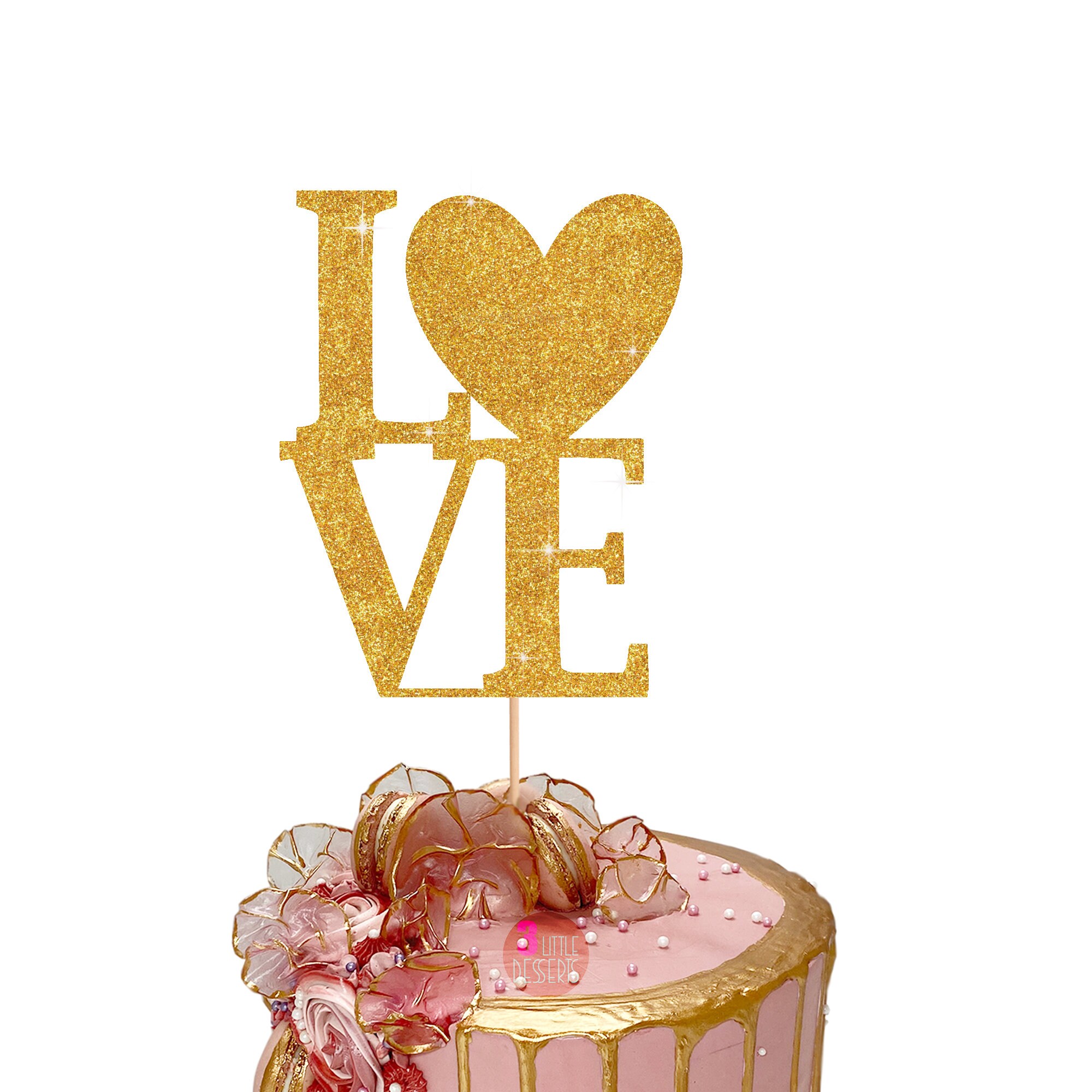 Wedding Cake Topper Love Cake Topper Glitter Card Love Cake - Etsy